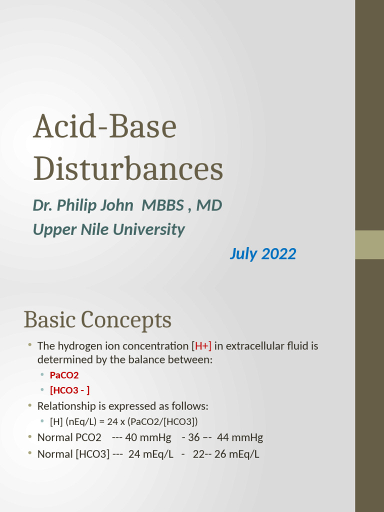 3 Acid-Base Disorder by Dr Philip John | PDF | Ph | Intensive Care Medicine
