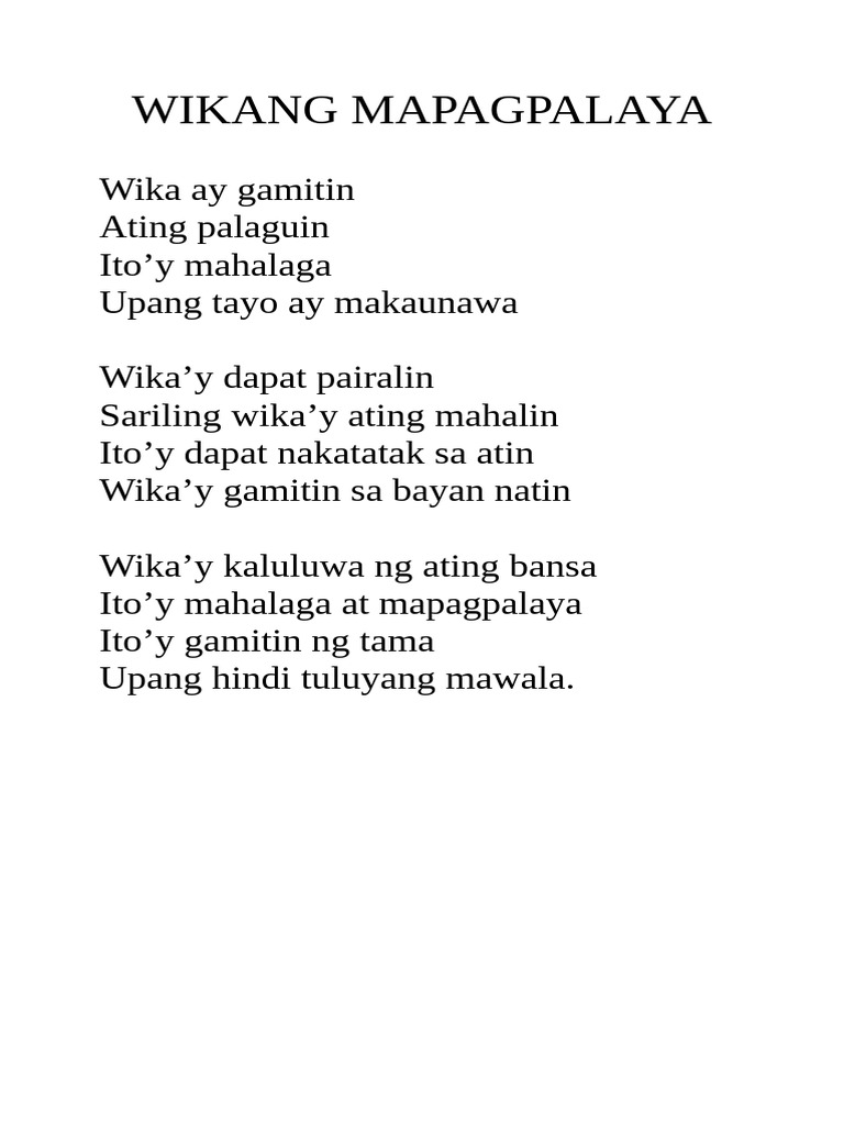 WIKANG MAPAGPALAYA | PDF