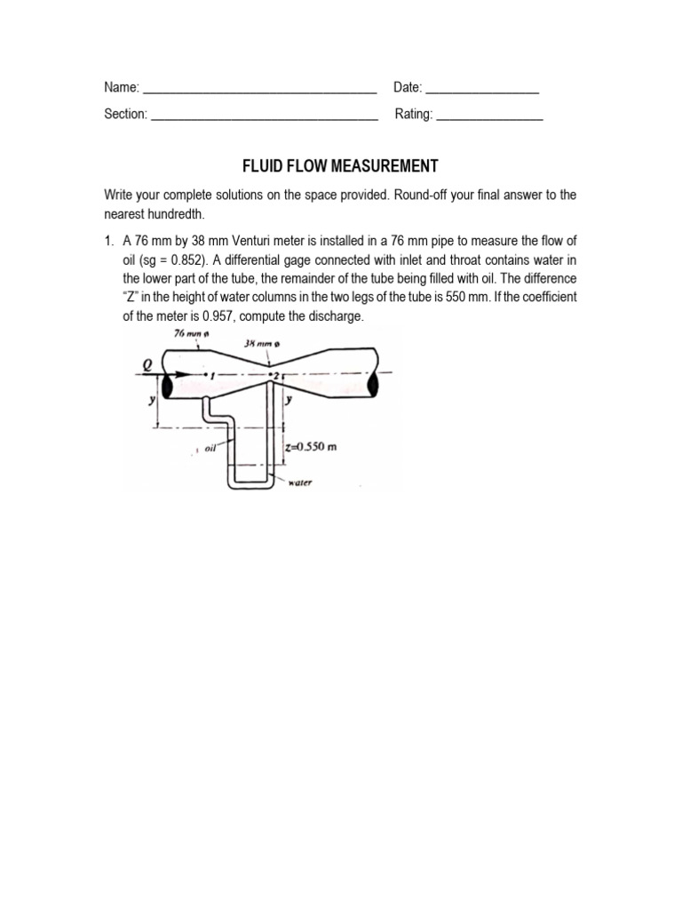6 Fluid Flow Measurement - Workbook | PDF | Pressure Measurement | Flow Measurement