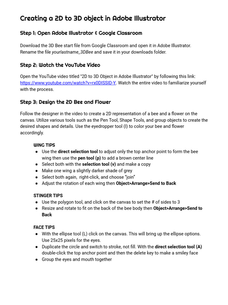 Creating A 2d To 3d Object In Adobe Illustrator Pdf 3 D Computer