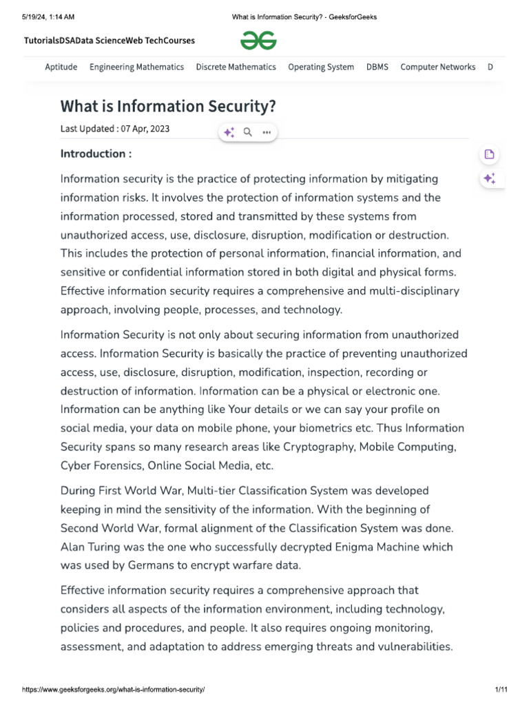 What is Information Security | PDF