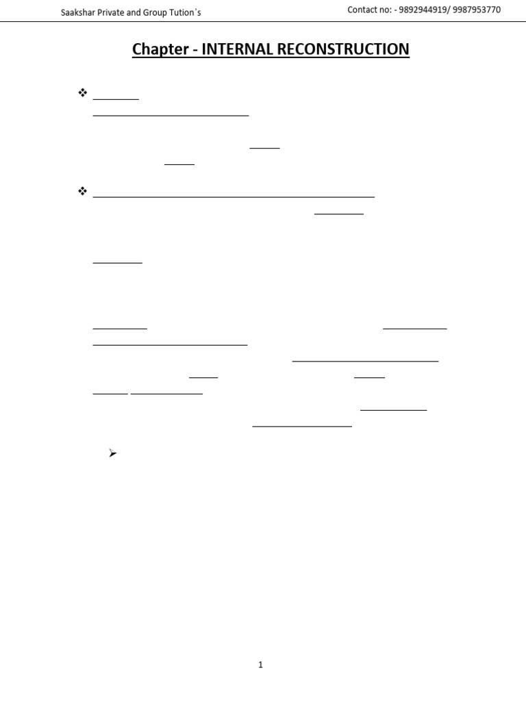 Internal Reconstruction.pdf 1 | PDF | Book Value | Debits And Credits