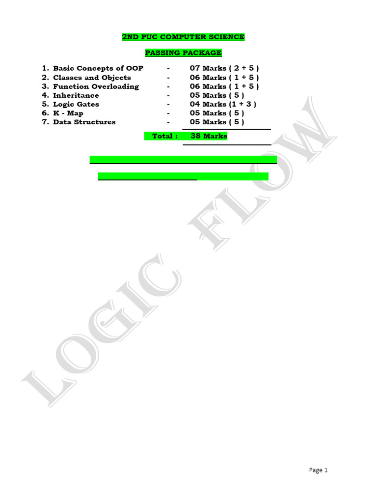 2nd PUC - Computer Science Passing Package - YouTube | PDF | Object Oriented Programming | Class ...