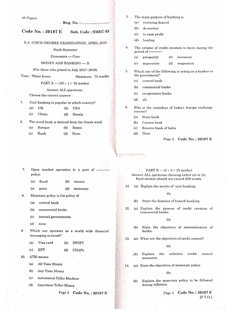 SMEC63 Money and Banking II | PDF