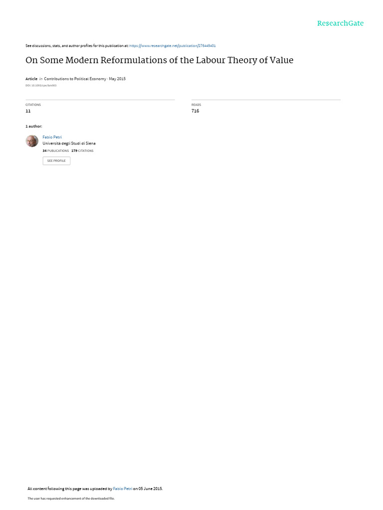 Petri - New Labour Theories | PDF | Exploitation Of Labour | Value ...