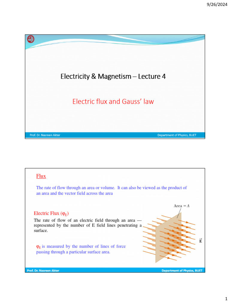 Lecture 4 | PDF | Flux | Physics