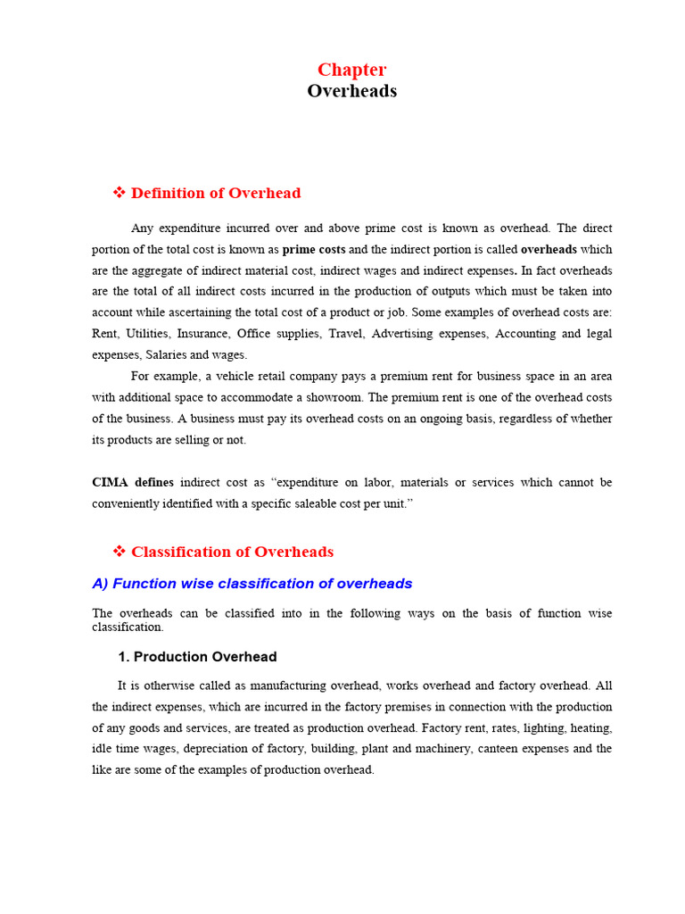 Overheads 2 | PDF | Expense | Cost
