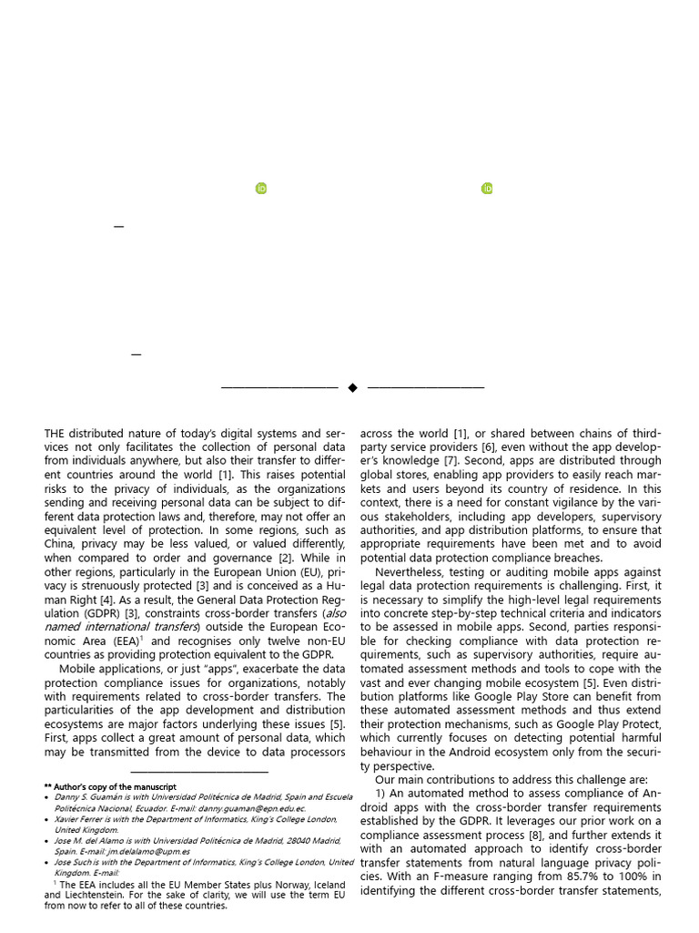 Automating The GDPR Compliance Assessment For Cros | PDF | Support ...