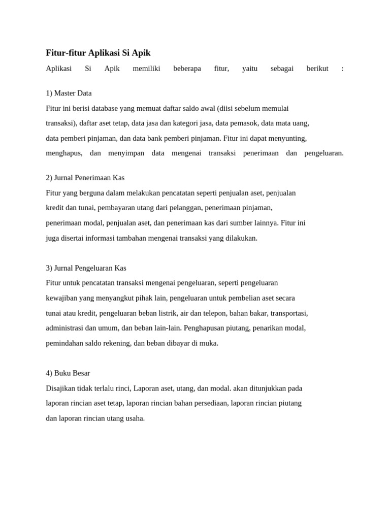 Fitur2 Si Apik | PDF