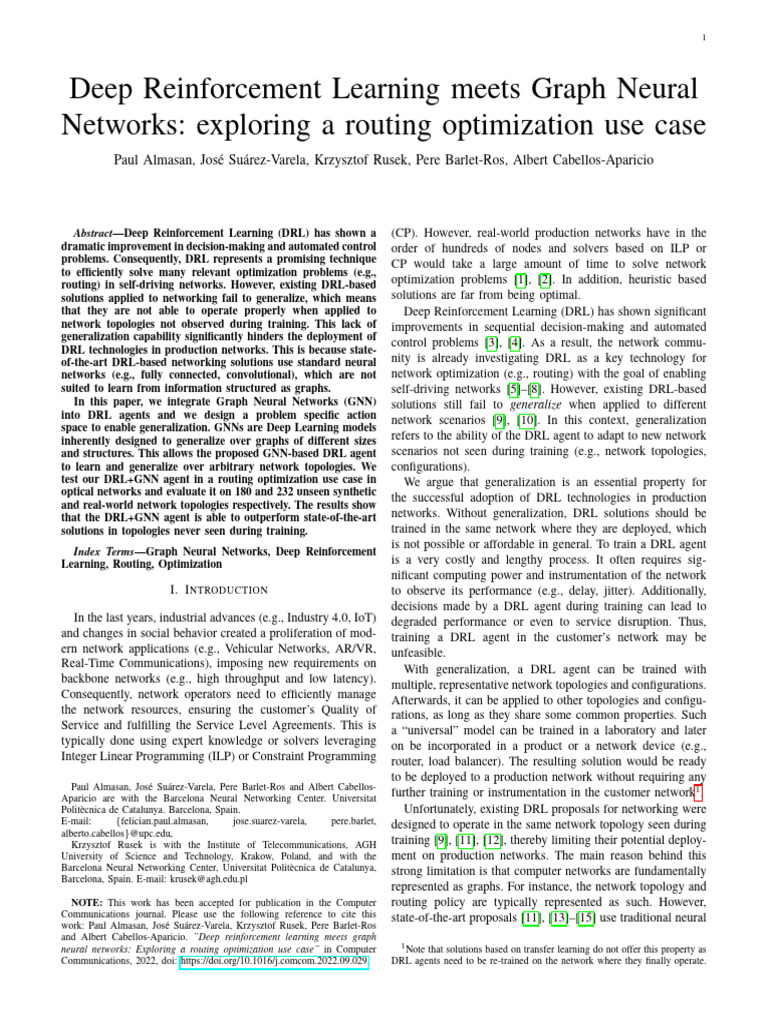 DRL GNN | PDF | Artificial Neural Network | Routing
