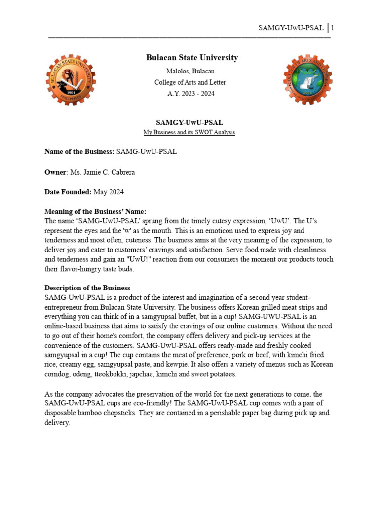 ENTREP - Cabrera, Jamie Kristina | PDF | Korean Cuisine | Brand