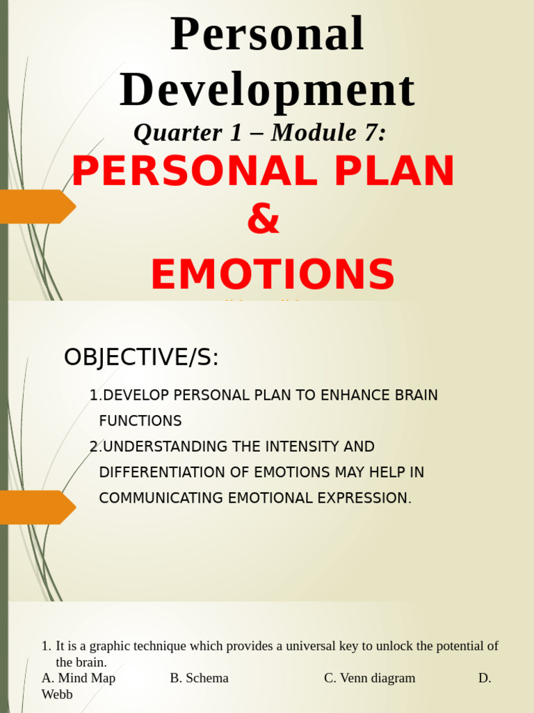 Lesson 8 Q1 Personal Plans and Emotion | PDF | Emotions | Thought