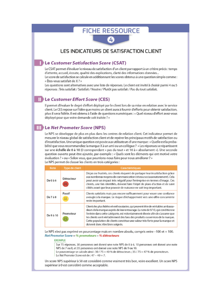 P5 - LES INDICATEURS DE SATISFACTION CLIENT | PDF
