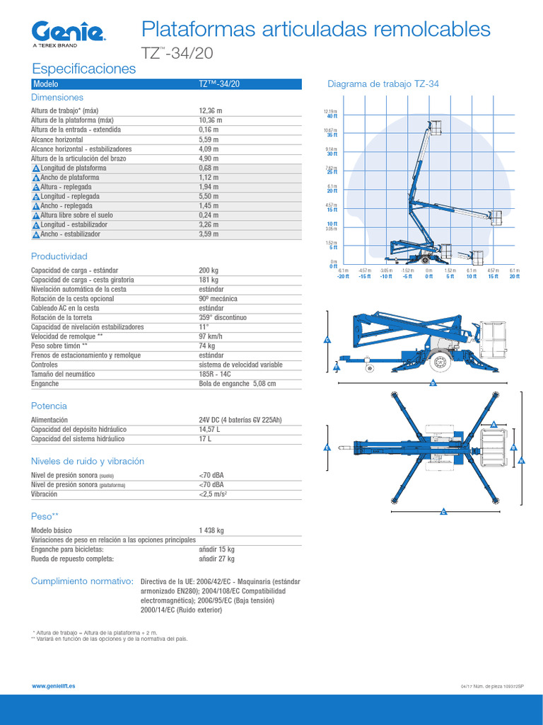 Ficha Tecnica GENIE TZ34.20 | PDF | Vehículos