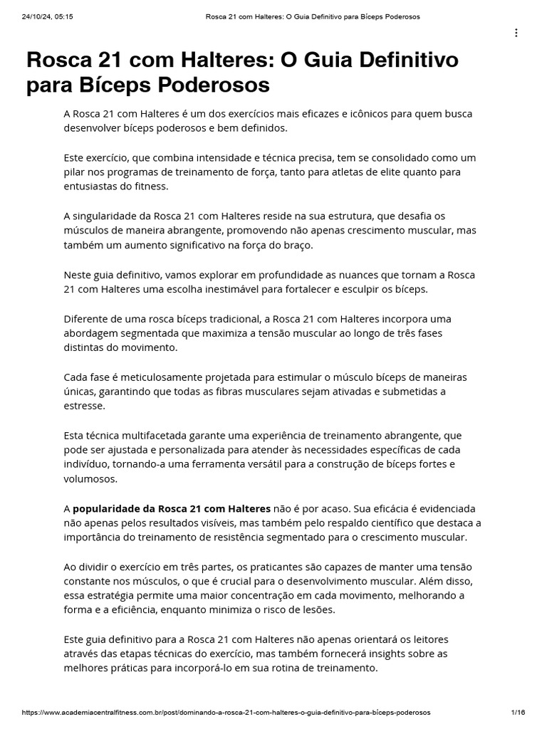 Rosca 21 Com Halteres - O Guia Definitivo para Bíceps Poderosos | PDF ...