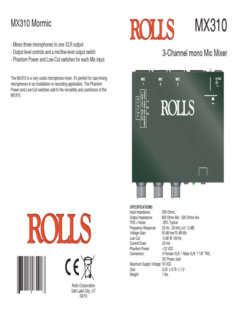 MX310 | PDF | Microphone | Electrical Engineering