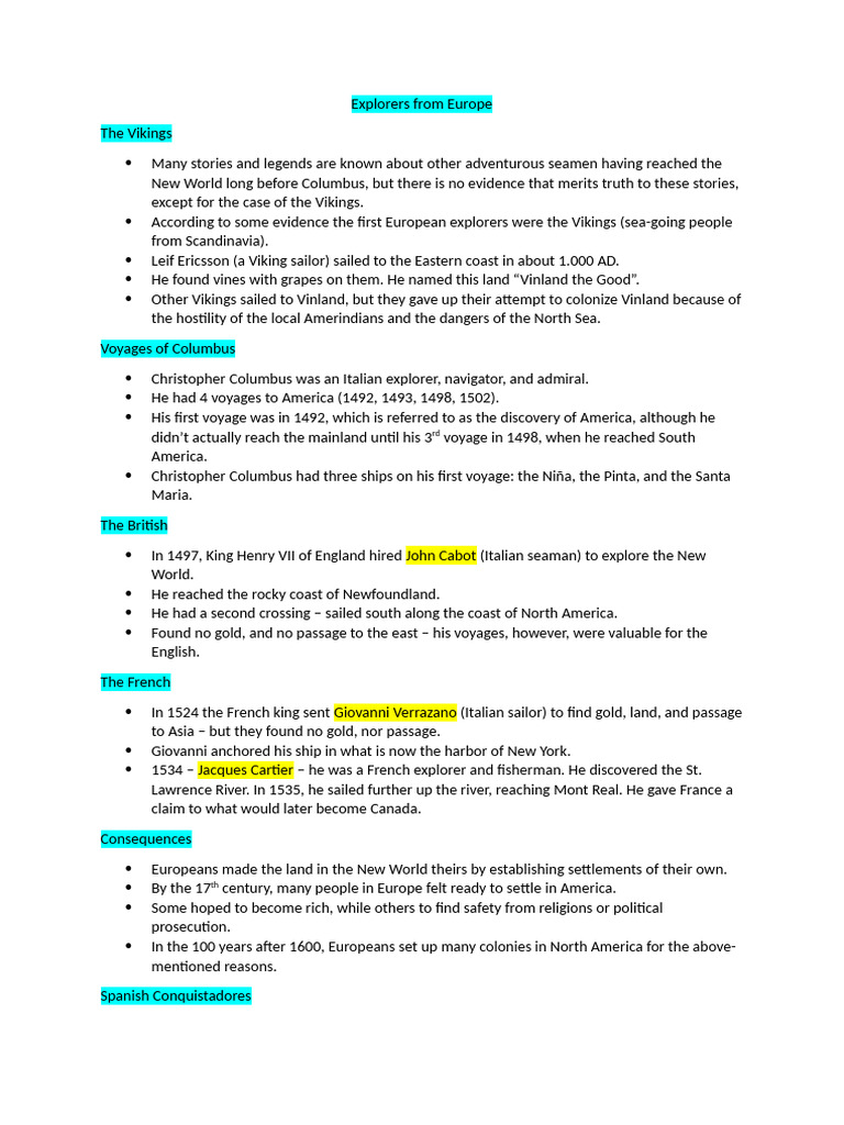 III. Explorers From Europe | PDF | Voyages Of Christopher Columbus ...