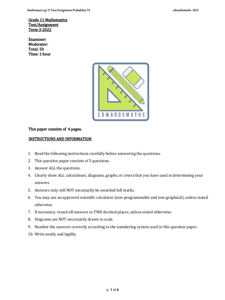 edwards maths probablity | PDF | Probability