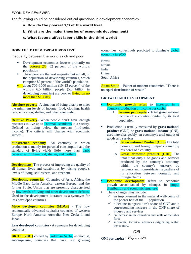 final ECON DEV REVIEWER_073418 | PDF | Purchasing Power Parity ... final ECON DEV REVIEWER_073418 | PDF | Purchasing Power Parity ...