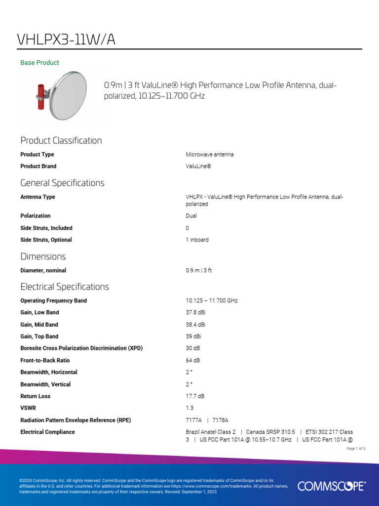 vhlpx3 11w A Product Specifications | PDF | Antenna (Radio) | Electronics