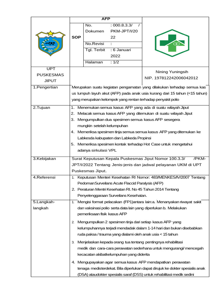 Sop Afp Baru | PDF