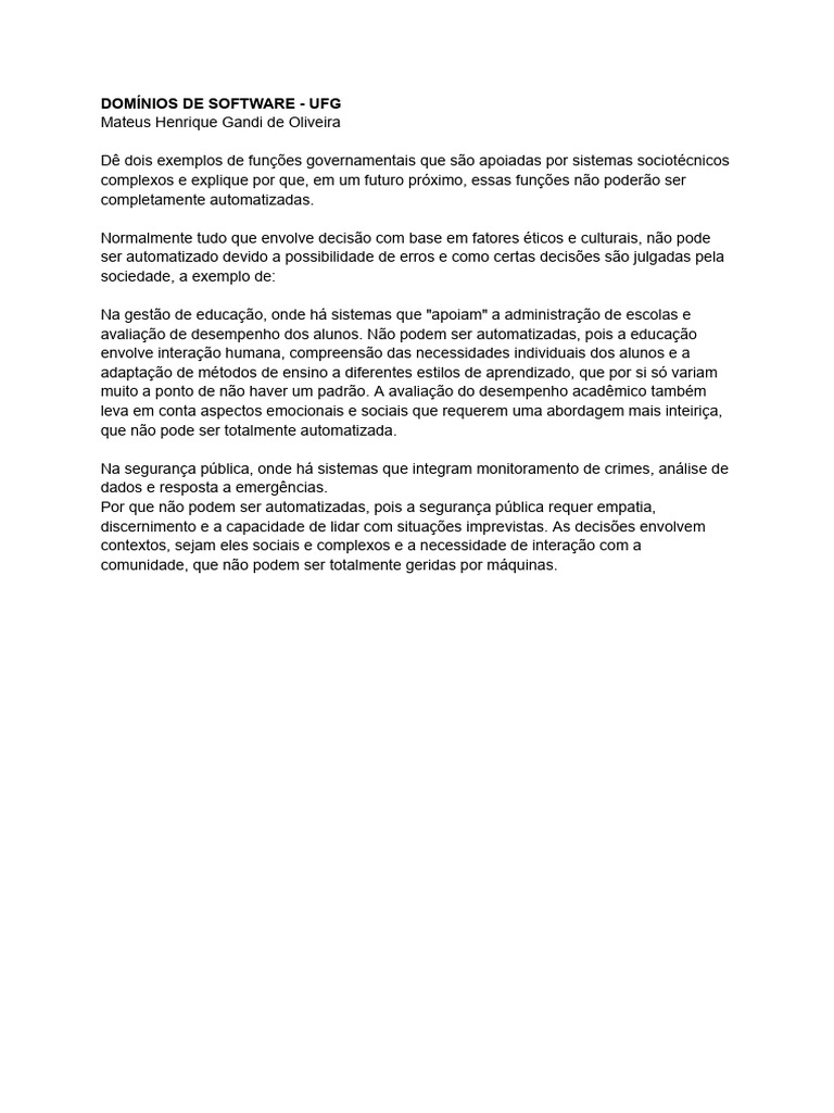 Funções Governamentais Não Automatizáveis | PDF | Ciências Sociais ...
