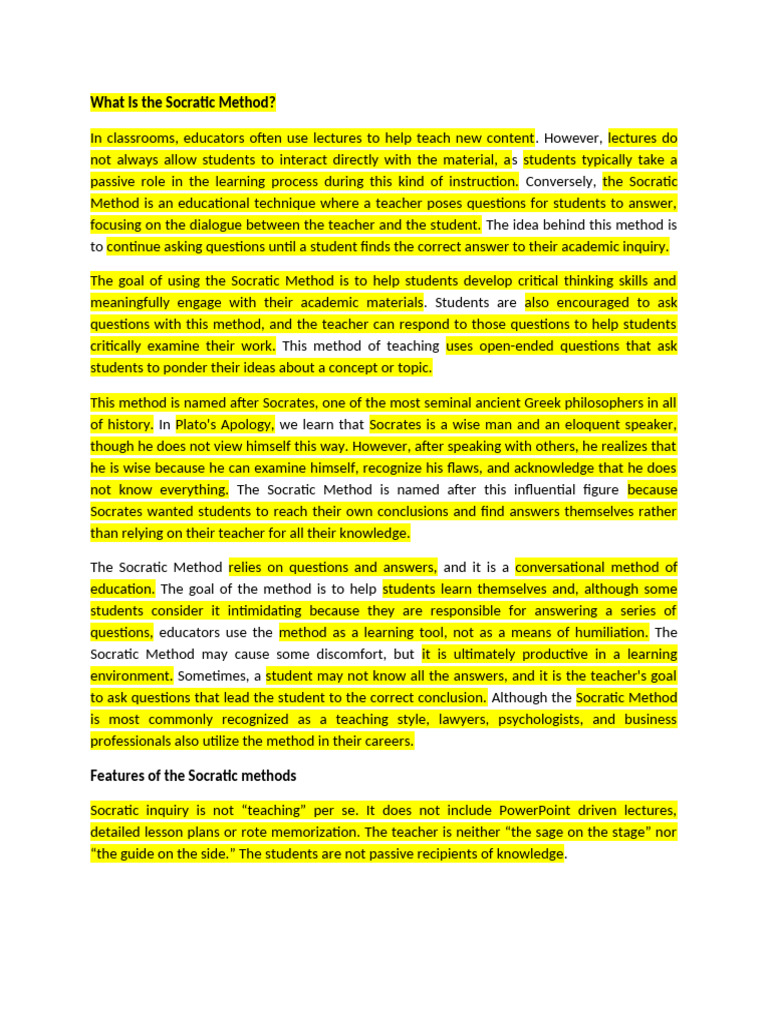 Socratic Method and Discussion Method | PDF | Socrates | Learning