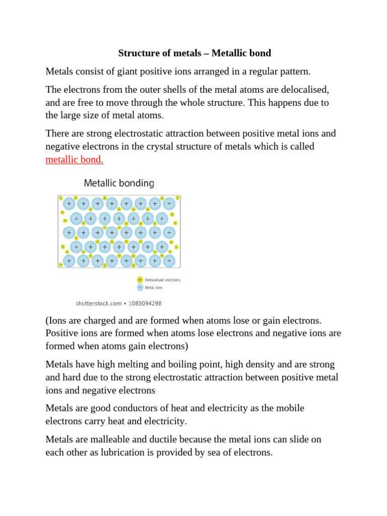 Structure of Metals - Notes | PDF | Technology & Engineering