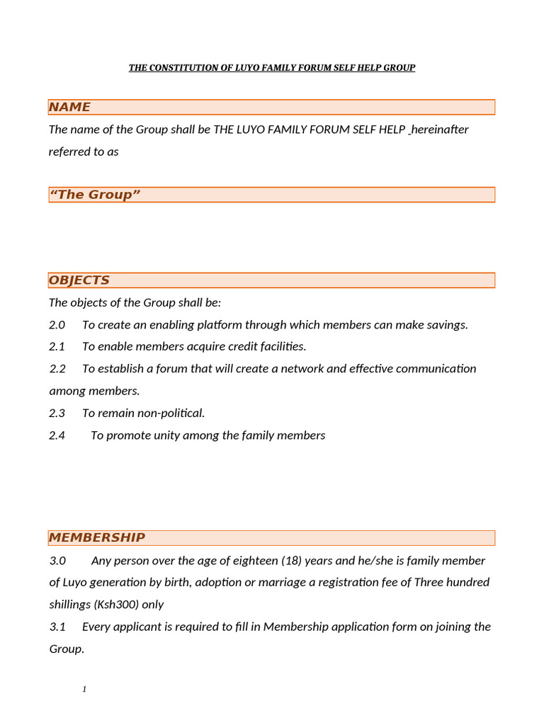 Welfare for Savings Credit Constitution Template | PDF | Committee | Banks