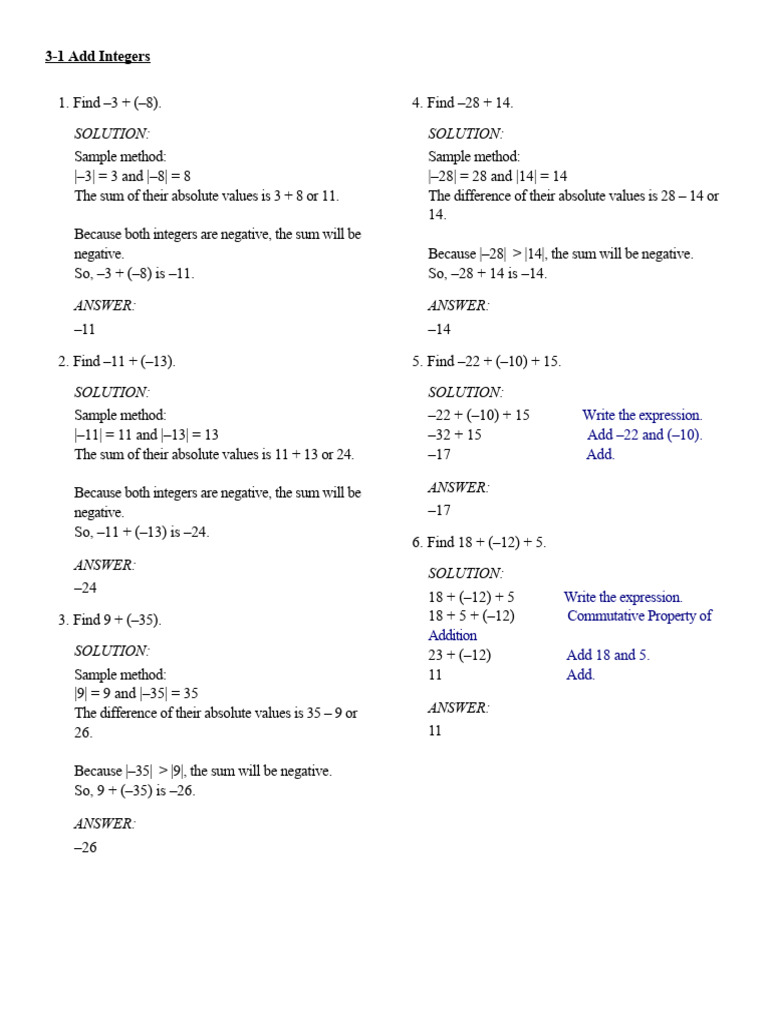 3_1_Add_Integers | PDF | Numbers | Integer