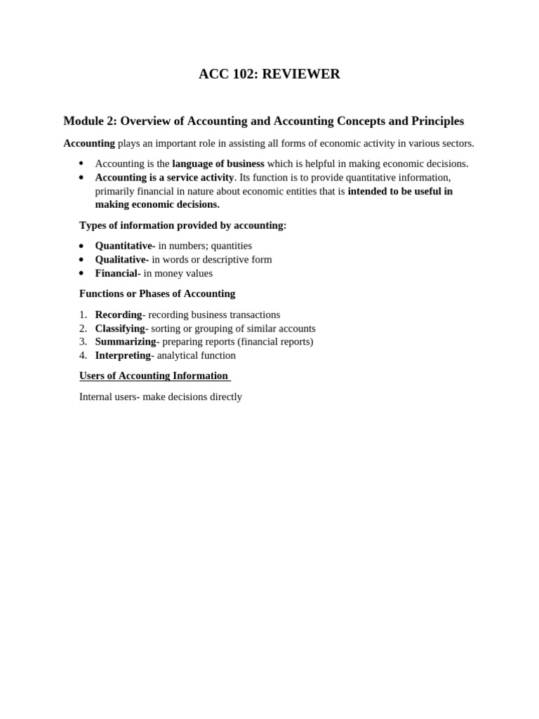 Accounting Principles Overview for ACC 102 | PDF | Finance & Money ...