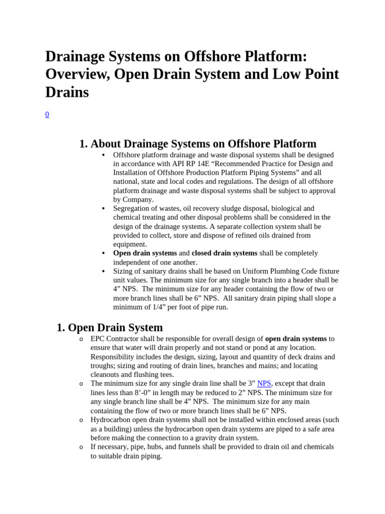 Drainage Systems On Offshore Platform | PDF | Drainage | Valve