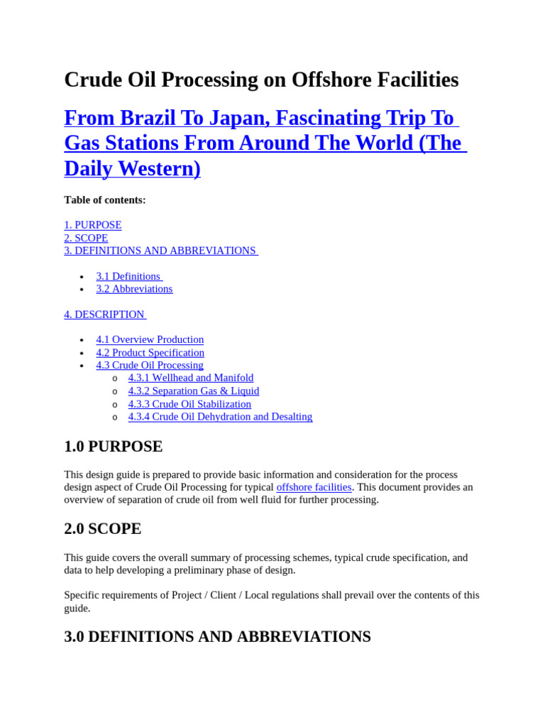Crude Oil Processing on Offshore Facilities | PDF | Water | Petroleum