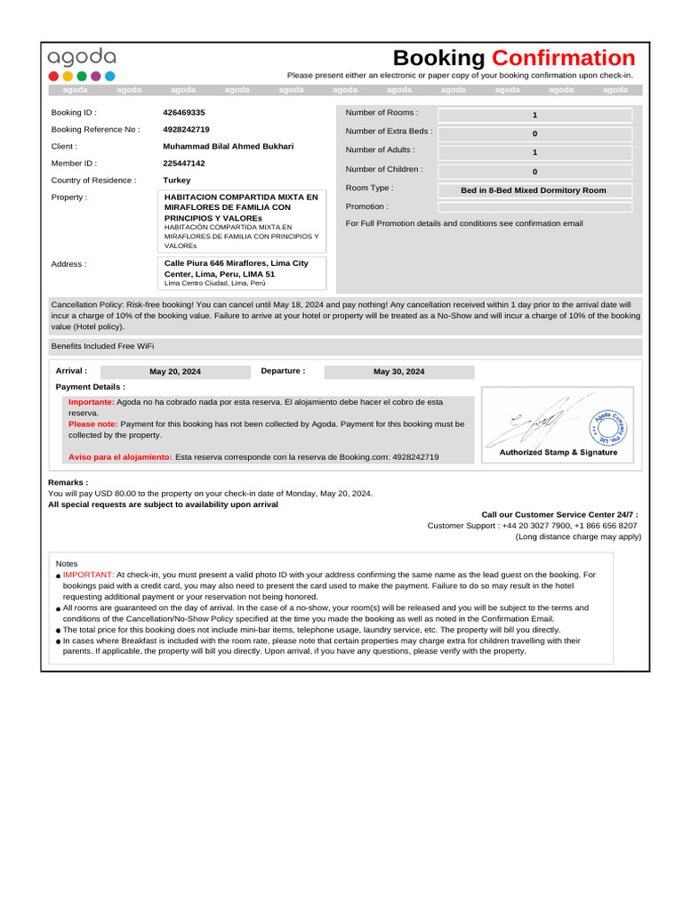 Hotel Accomodation | PDF | Credit Card | Payments