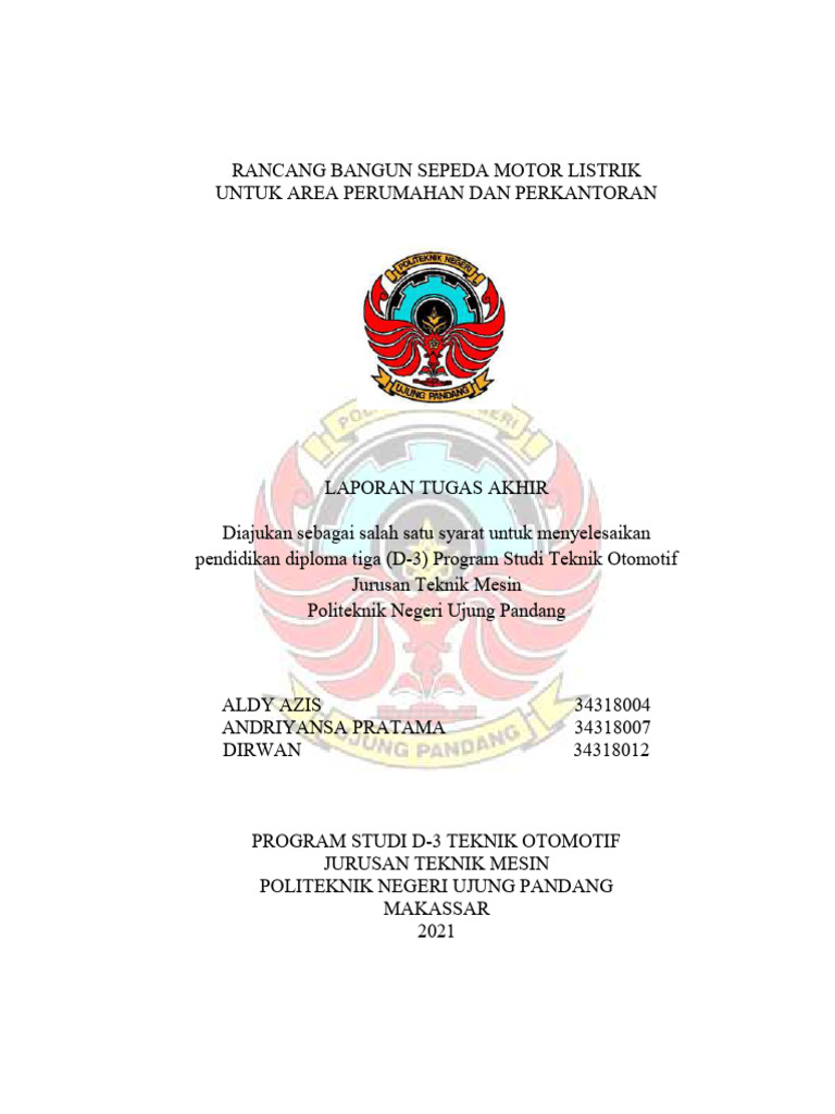 Rancang Bangun Sepeda Motor Listrik Untuk Area Perumahan Dan ...