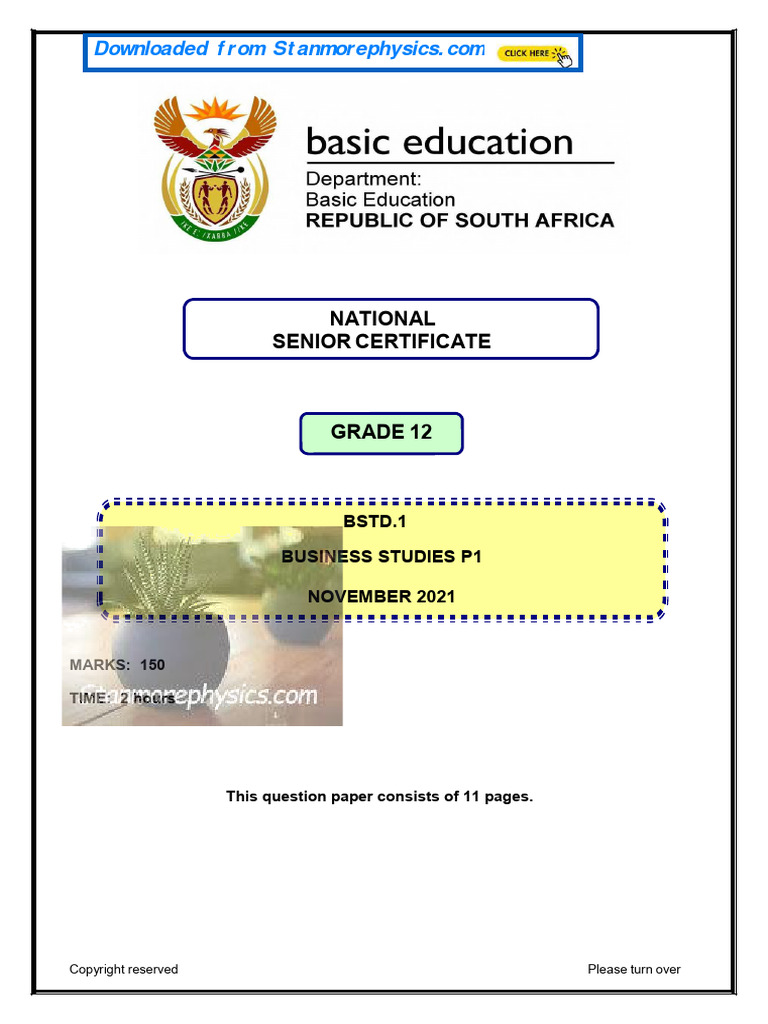 Business Studies Grade 12 Paper 1 Memo | PDF | Strategic Management ...