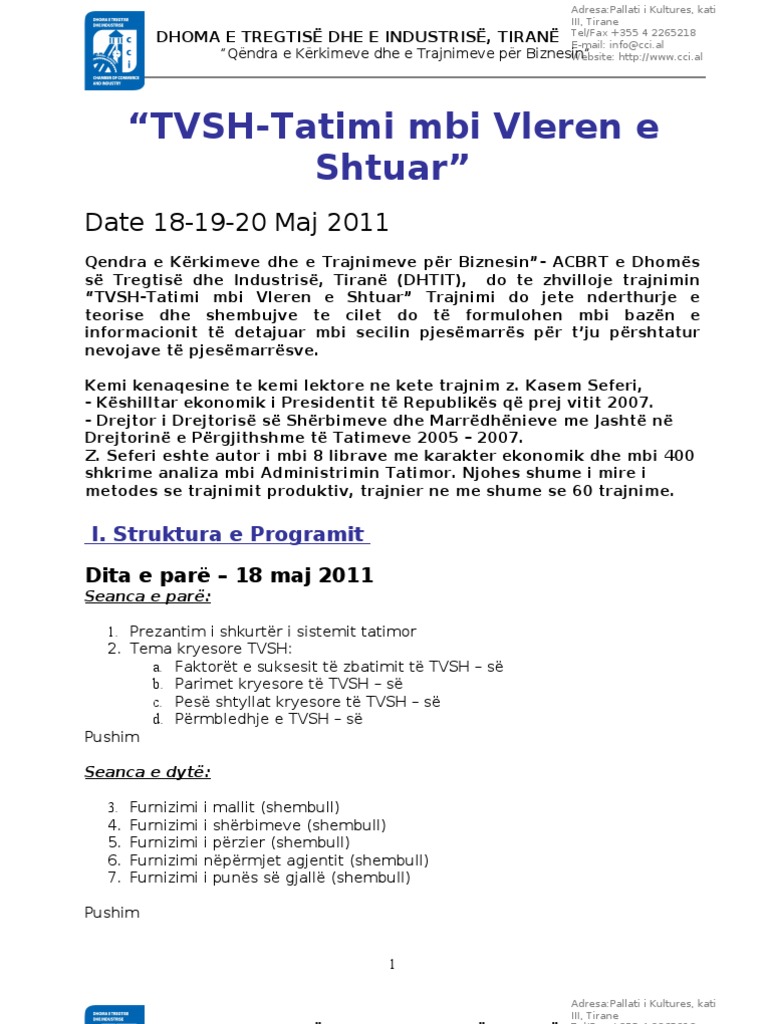 Program TVSH Tatimi Mbi Vleren e Shtuar | PDF