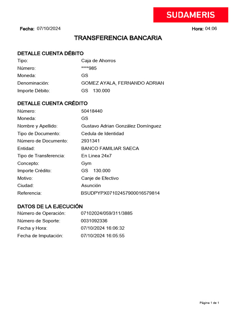 Comprobante Transferencias Terceros Otros Bancos | PDF | Finanzas y dinero