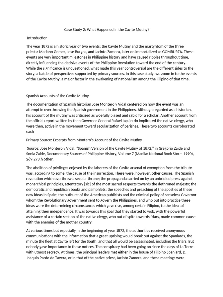 GEC 105 Case Study 2. (Cavite Mutiny) | PDF | Philippines