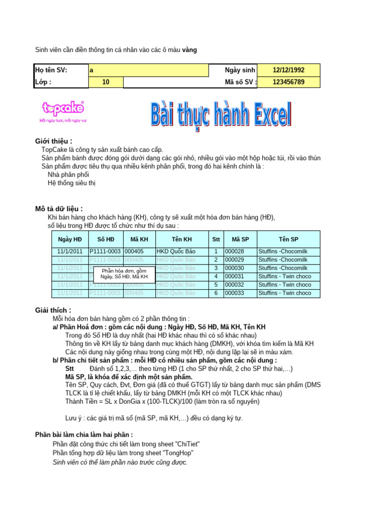 Giai - BT-Excel XN Banh | PDF