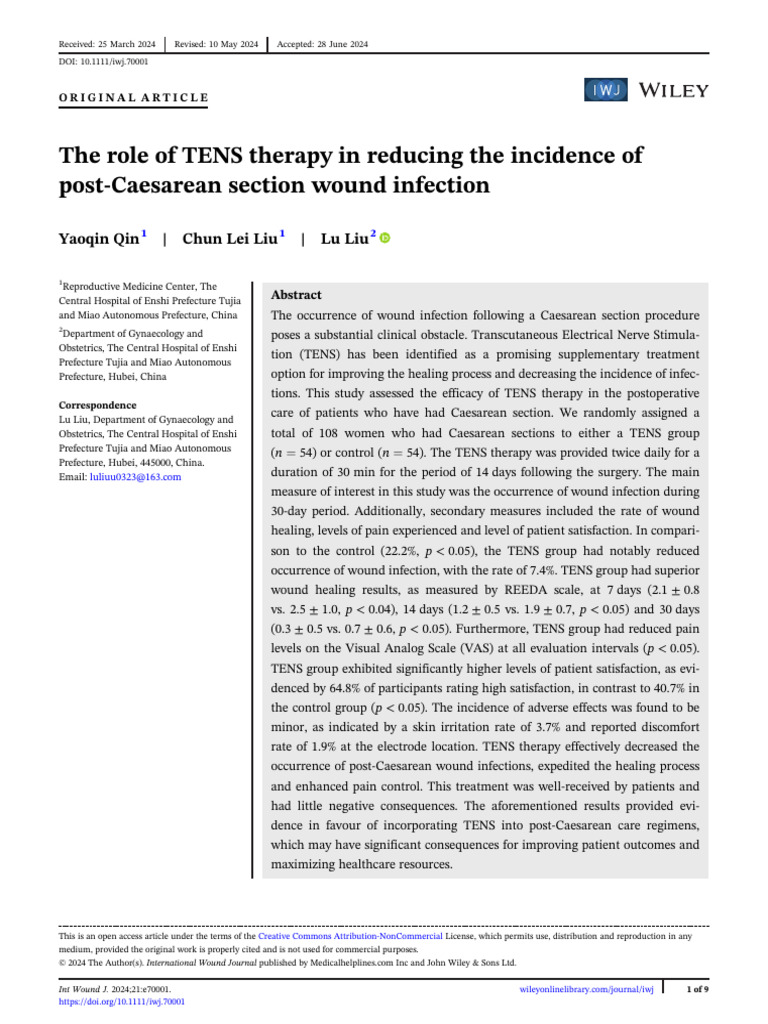 tens | PDF | Caesarean Section | Wound