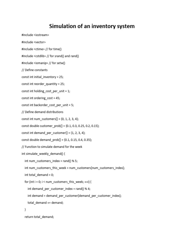 Simulation of An Inventory System | PDF | Computing | Object Oriented Programming