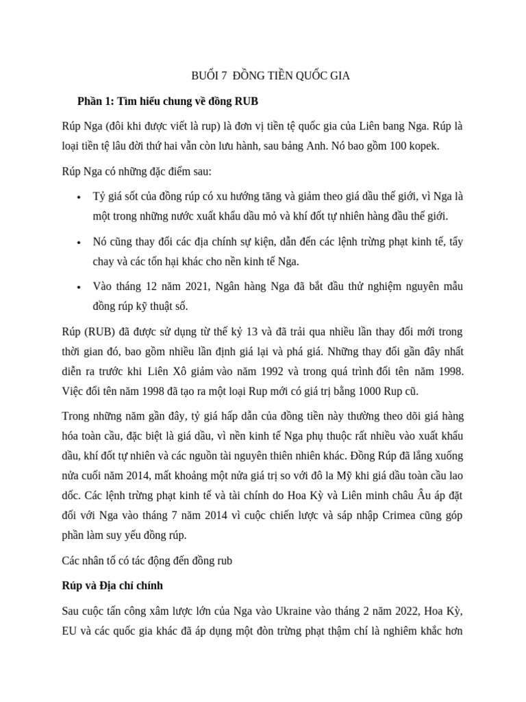 Tổng quan về đồng RUB | PDF