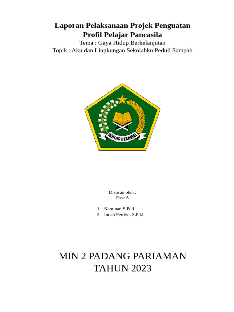 Contoh Laporan P5 Gaya Hidup Berkelanjutan 1 | PDF