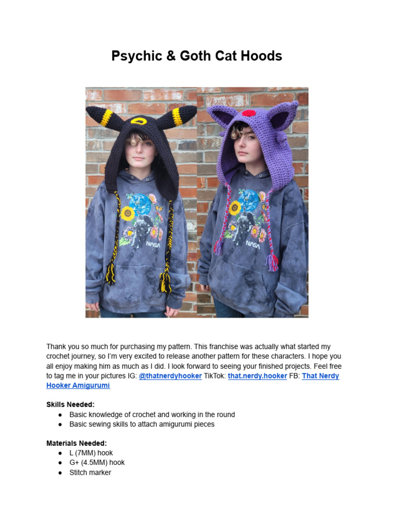 Psychic and Goth Cat Hood | PDF | Crochet | Crafts
