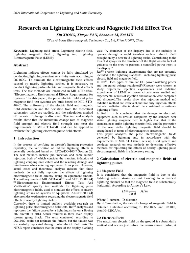 XiuXIONG-35 | PDF | Lightning | Magnetic Field