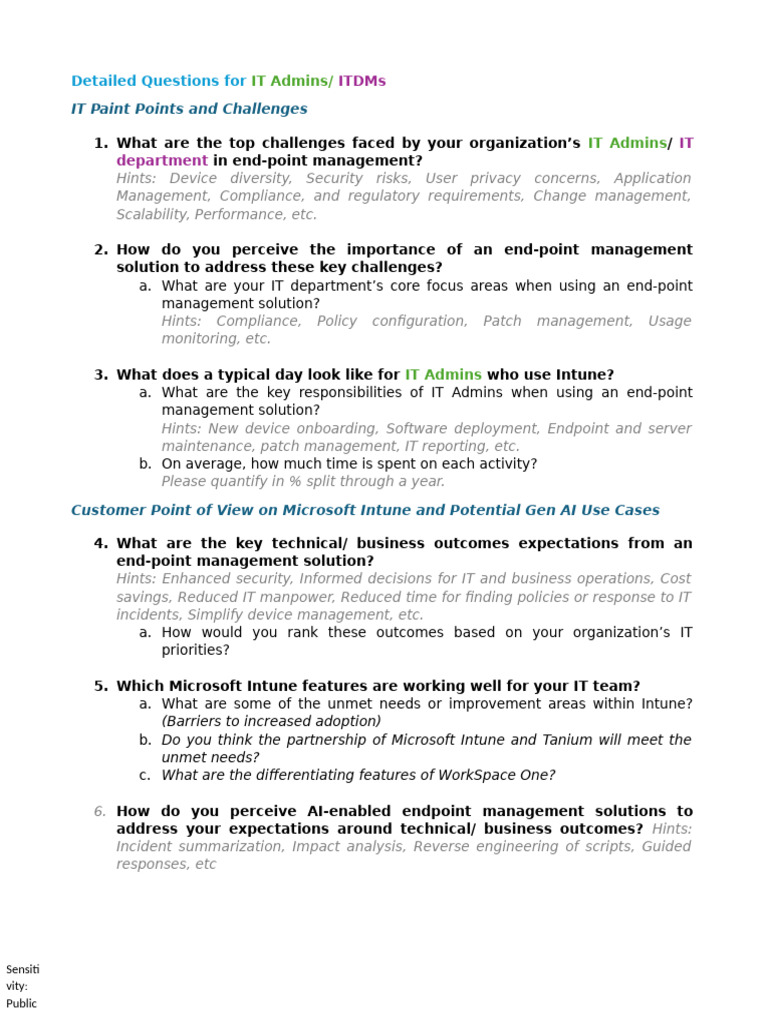 Detailed Questions For IT Admins | PDF | Artificial Intelligence ...