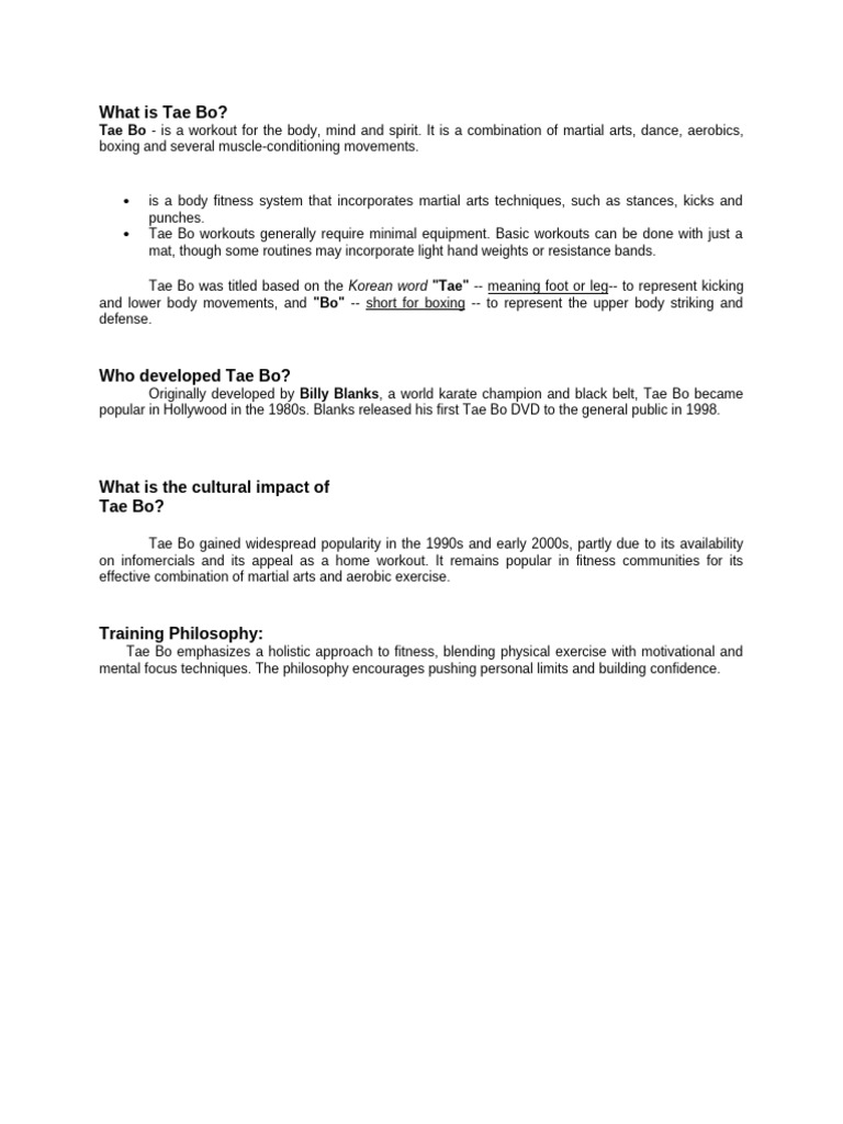 Tae Bo: Dynamic Fitness for All | PDF | Physical Fitness