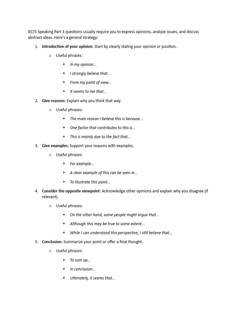 IELTS Speaking Part 3 Strategy | PDF | Decision Making | Reason