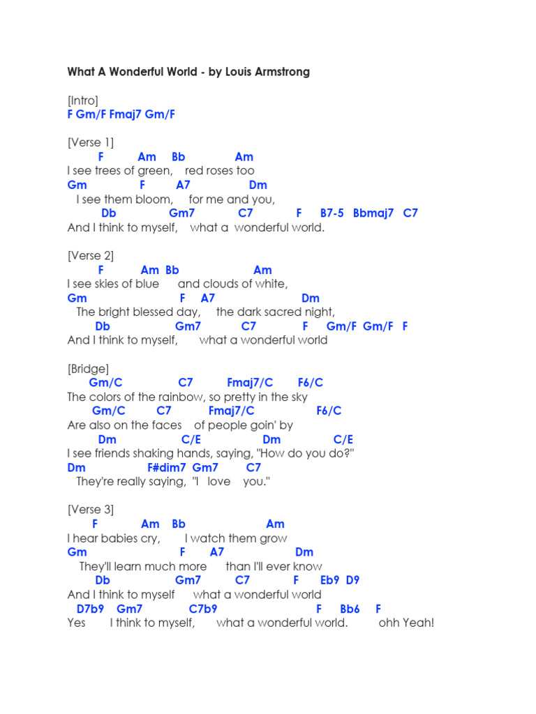 What A Wonderful World - Louis Armstrong | PDF